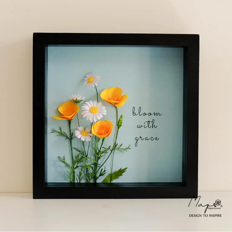 Handmade Paper Flower Painting - Poppy California MAYPAPERFLOWER With ...