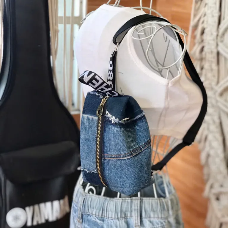 denim backpack small