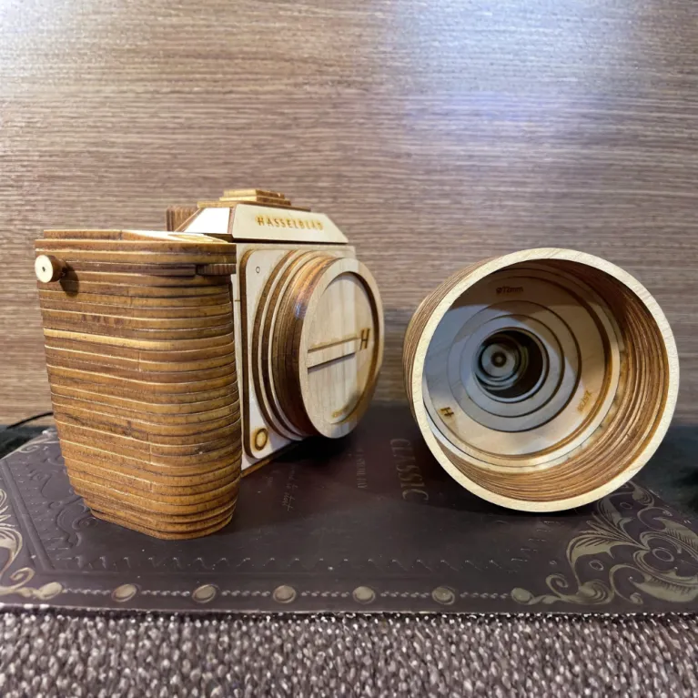Wooden Hasselblad X2D Camera Model - Real Scale DIY Kit