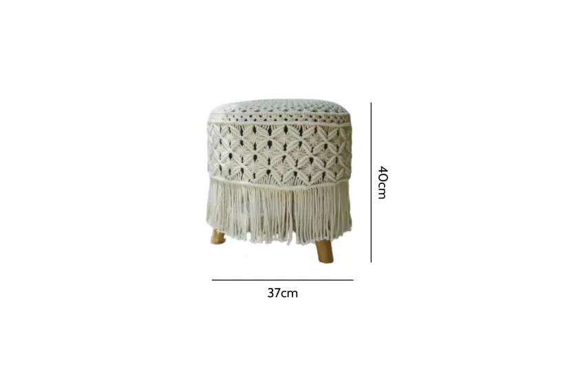 Macrame Stool Cover, Thừng Gỗ Decor - CHUS