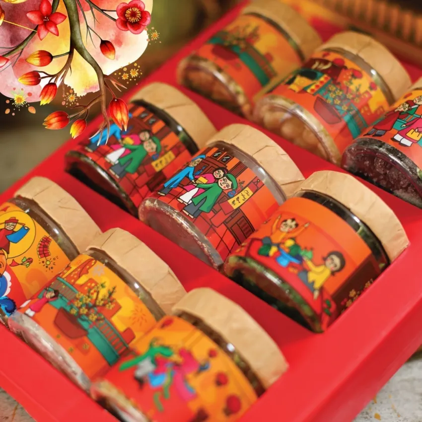 Vietnamese Traditional Tet House Gift Box - 9 Treats, 3D Design