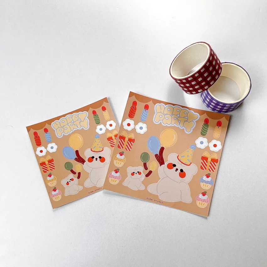 Happy Party Sticker Sheet And Die Cut Sticker - bibe.studio | CHUS